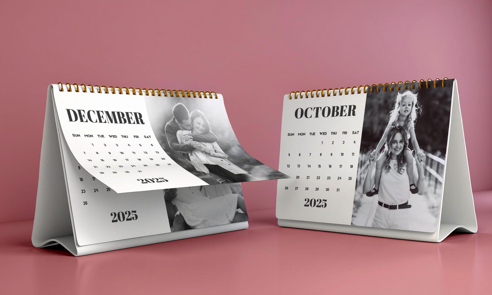 Mini Desk Photo Calendar 2025 - Editable Canva Template | Personalized ...