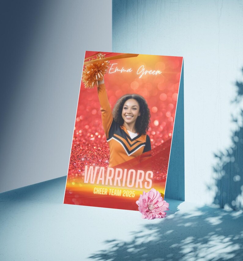 Personalized Cheerleader Poster With Sparkling Lights Editable Canva ...