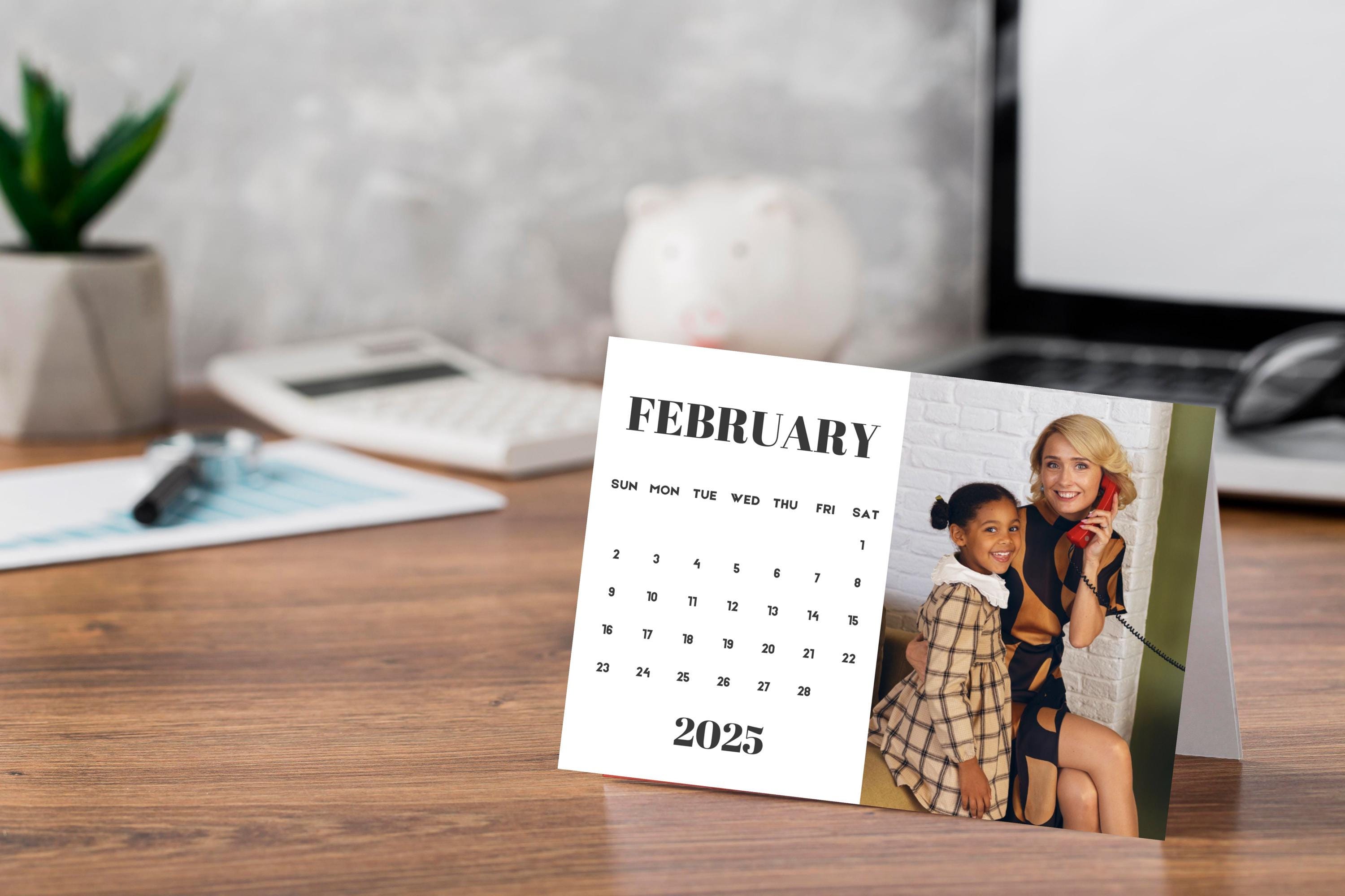 Mini Desk Photo Calendar 2025 - Editable Canva Template | Personalized ...