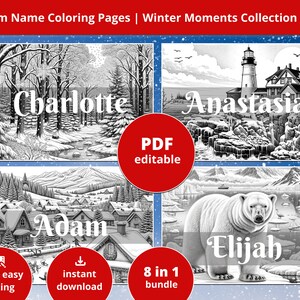 Custom Name Coloring Pages - Winter Moments Collection | 8 Editable ...