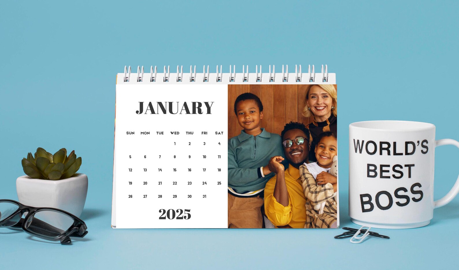 Mini Desk Photo Calendar 2025 - Editable Canva Template | Personalized ...