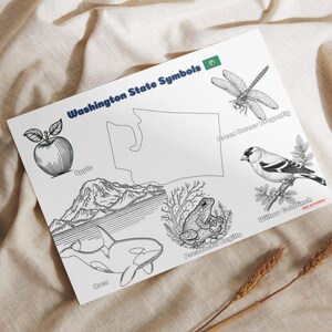 Washington State Symbols Art Print | Washington State Coloring Page ...