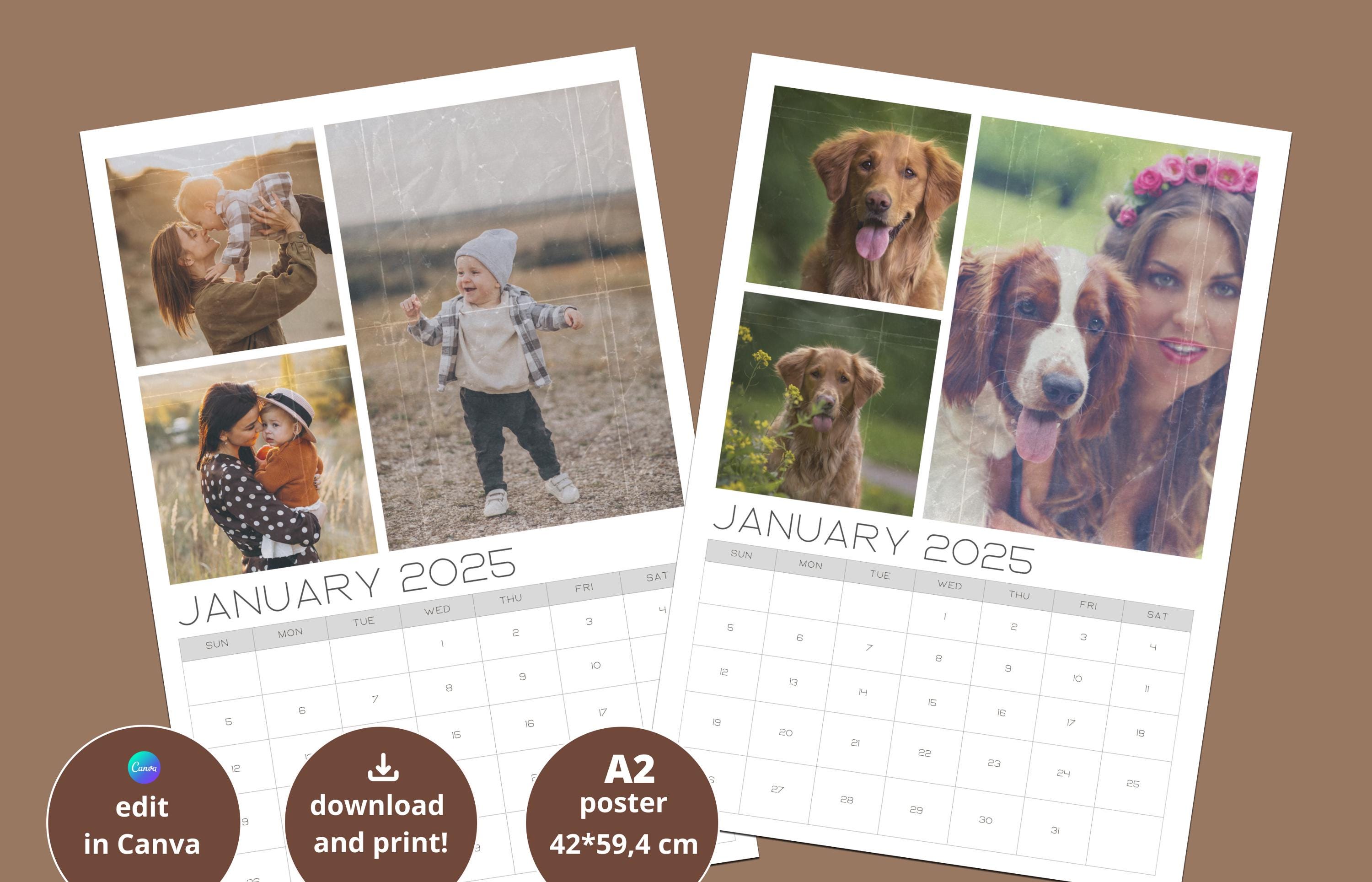 January 2025 Custom Calendar With Your Images | Editable Canva Template ...