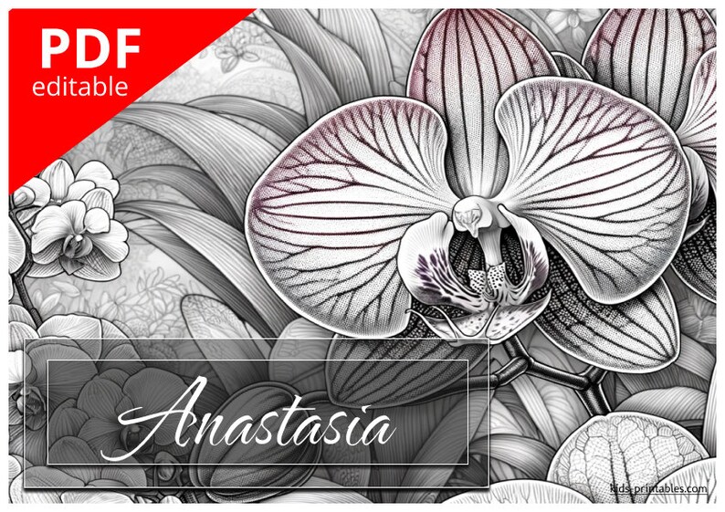 Custom Name Coloring Page | Orchids and Magnolia Flowers Coloring Page ...