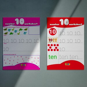 Printable Number Ten Worksheets 2 in 1 Bundle | Kindergarten Numbers ...