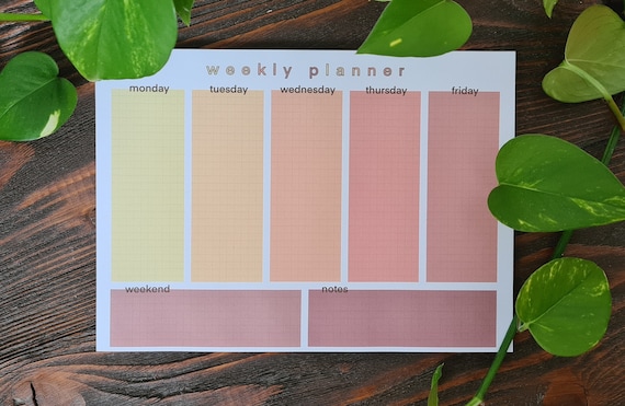 Weekly Planner Desk Planner Warm Shades Planner Notepad | Etsy