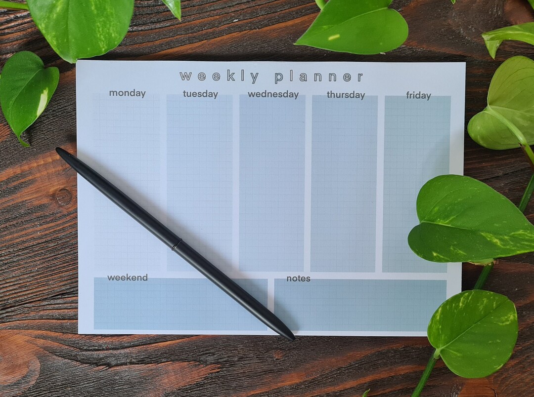 A4 Weekly Planner Blue Weekly Plan Weekly Planner Notepad Deskpad Made ...