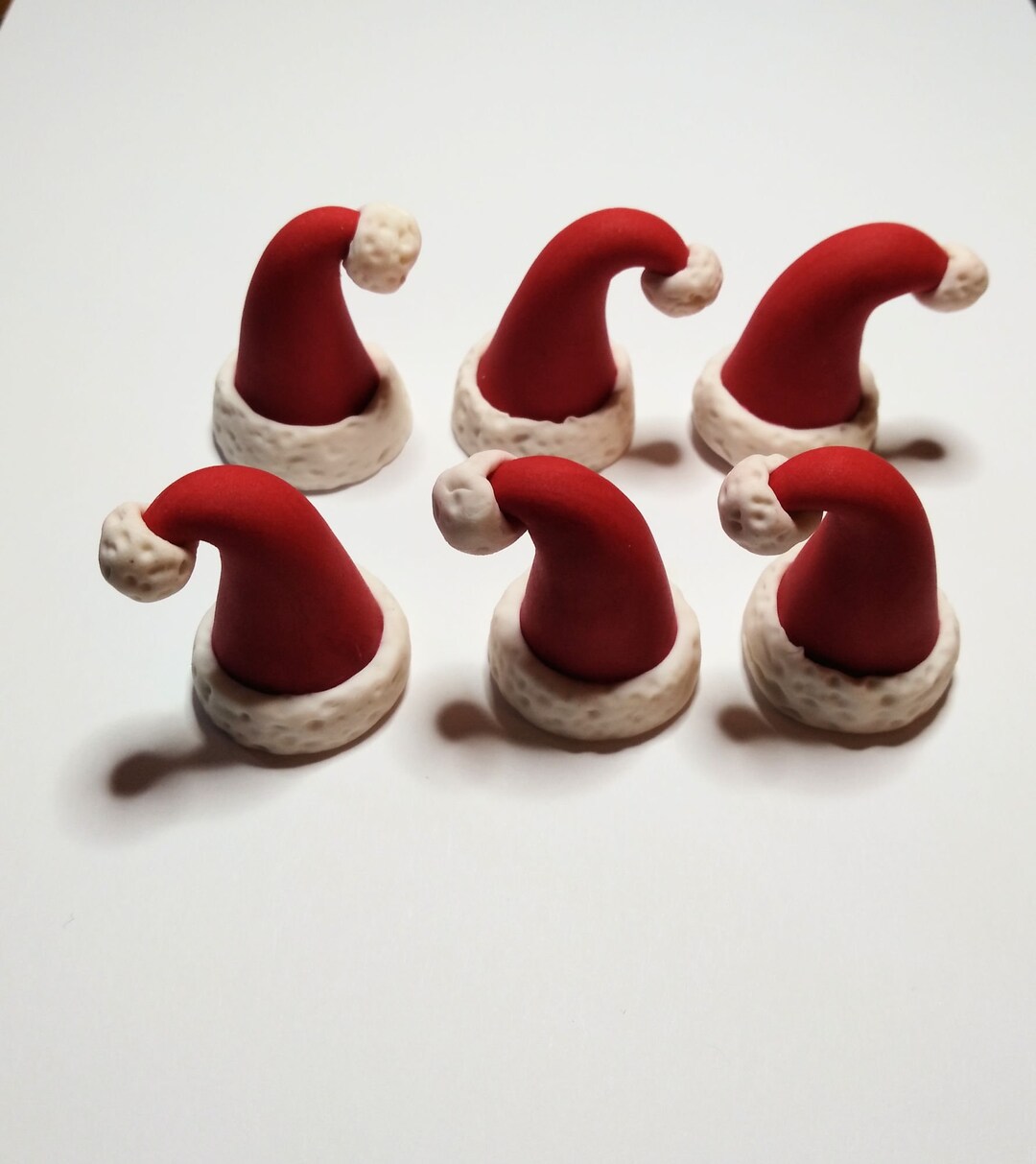 Fondant 3D Santa Hat Cupcake Toppers. Set of 6 or 12 - Etsy