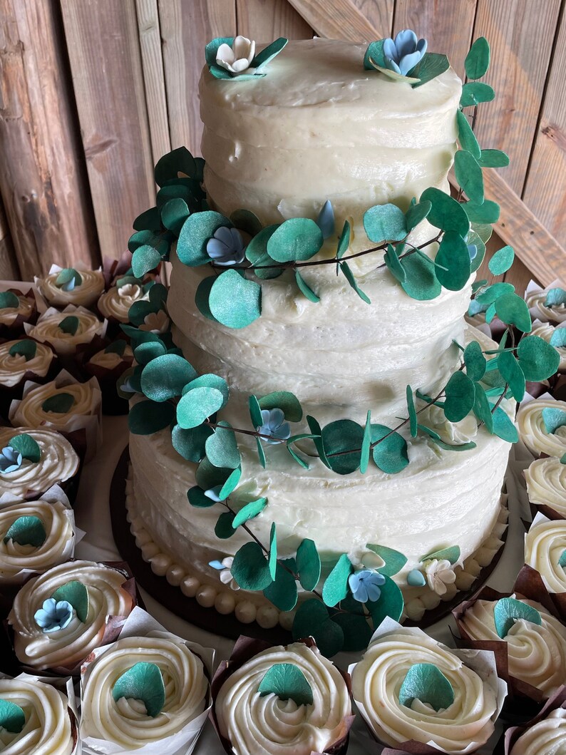Edible Wafer Paper Eucalyptus Leaves Branch Cake Topper. 8 - Etsy
