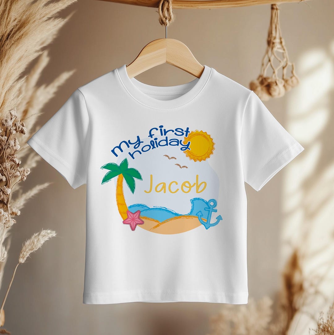 Personalised My First Holiday Kids Shirt – Custom 1st Holiday Toddler ...