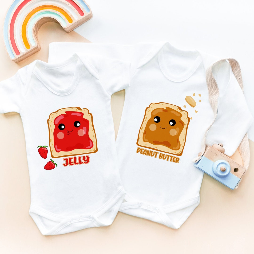 Jelly and Peanut Butter Twins Baby Onesies Cute Baby Bodysuits Toddler ...