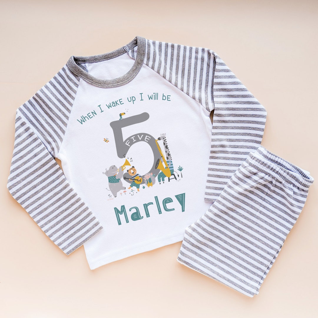 5th Birthday Personalised Pyjamas Set Musician Animals Theme - Etsy