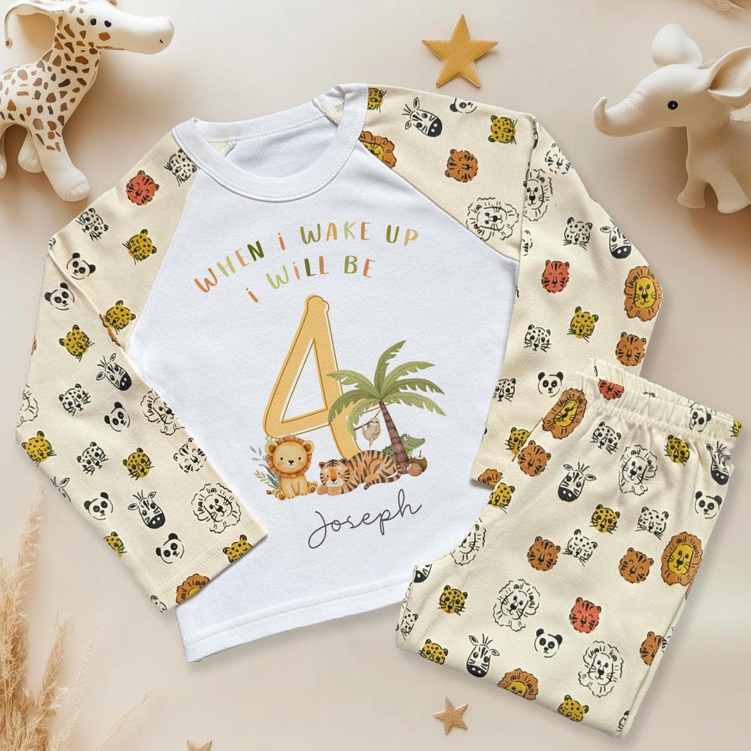 Personalised 4th Birthday Pyjamas – When I Wake up I Will Be Four ...