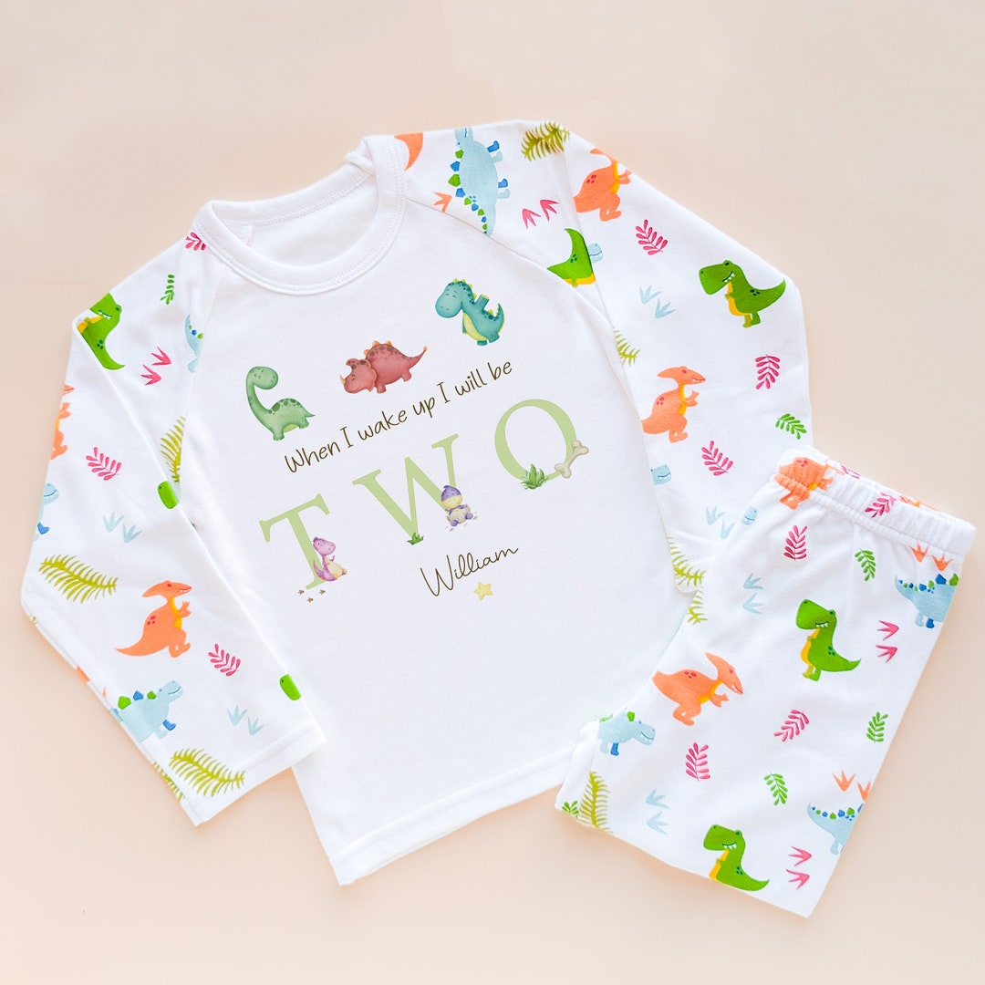 Second Birthday Personalised Pyjamas Set - Dino Theme Pyjama - 2nd ...