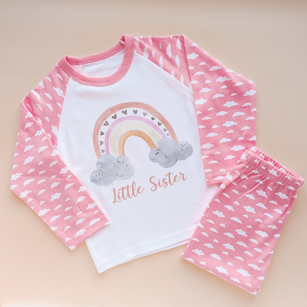 Little Sister Pyjamas Set Rainbow Theme Pyjama Boho Rainbow Kids ...