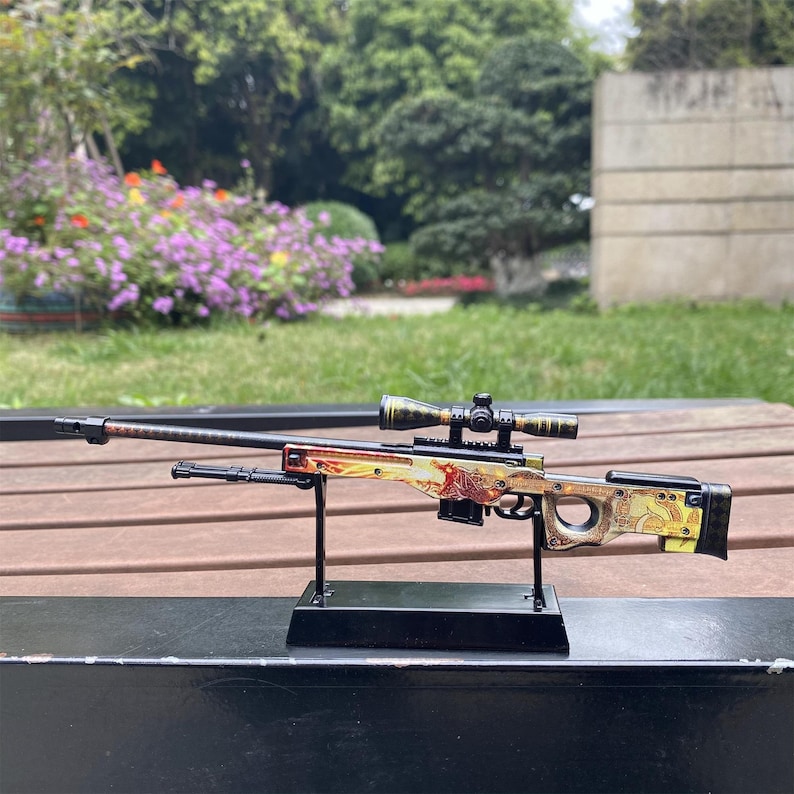CSGO AWP Lore Skin Gun Miniature Doll Figure Awm Dragon Lore Small Gun ...