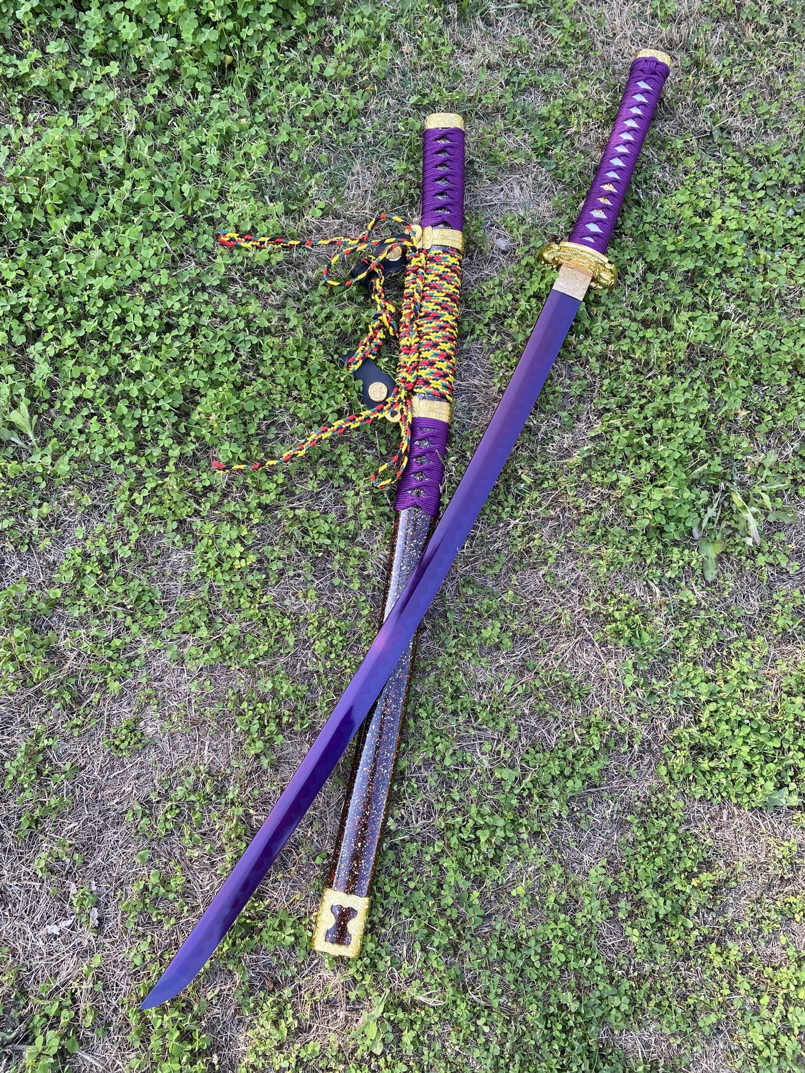 Handmade Purple Blade Katana Violet Samurai Sword Gorgeous Japanese ...