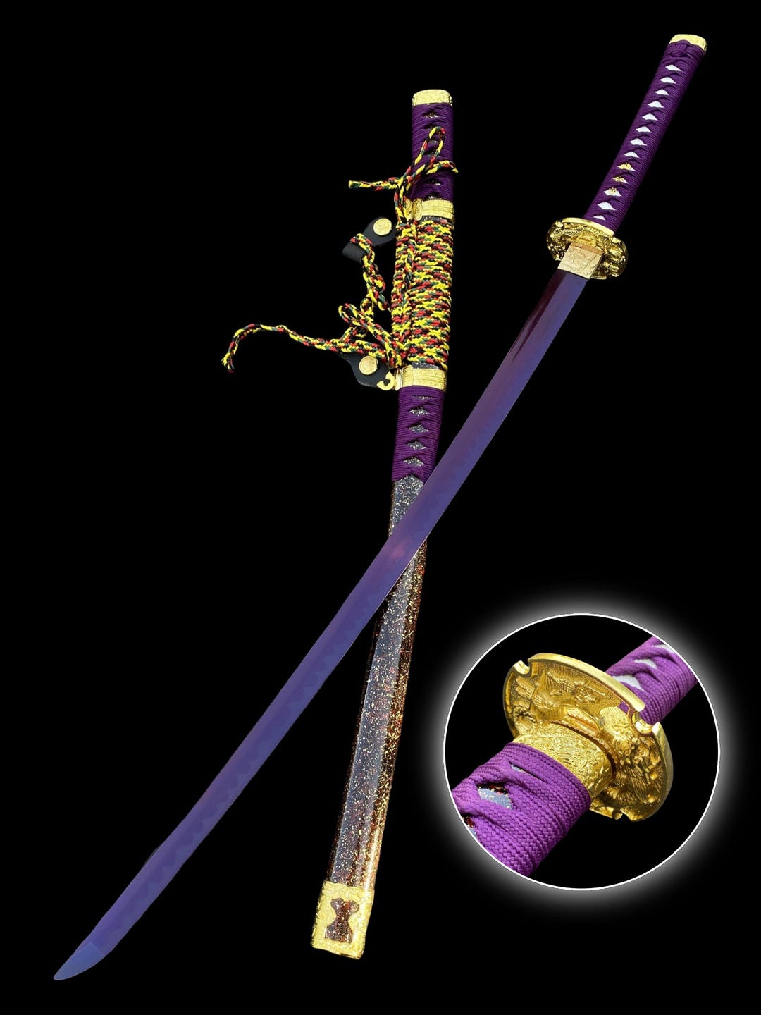 Handmade Purple Blade Katana Violet Samurai Sword Gorgeous Japanese ...