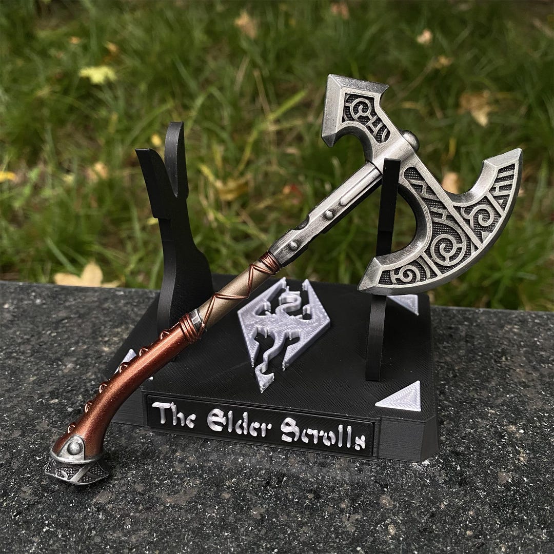 Skyrim 1/6 Scale Viking Steel Axe Miniature Metal Game Handicrafts With ...