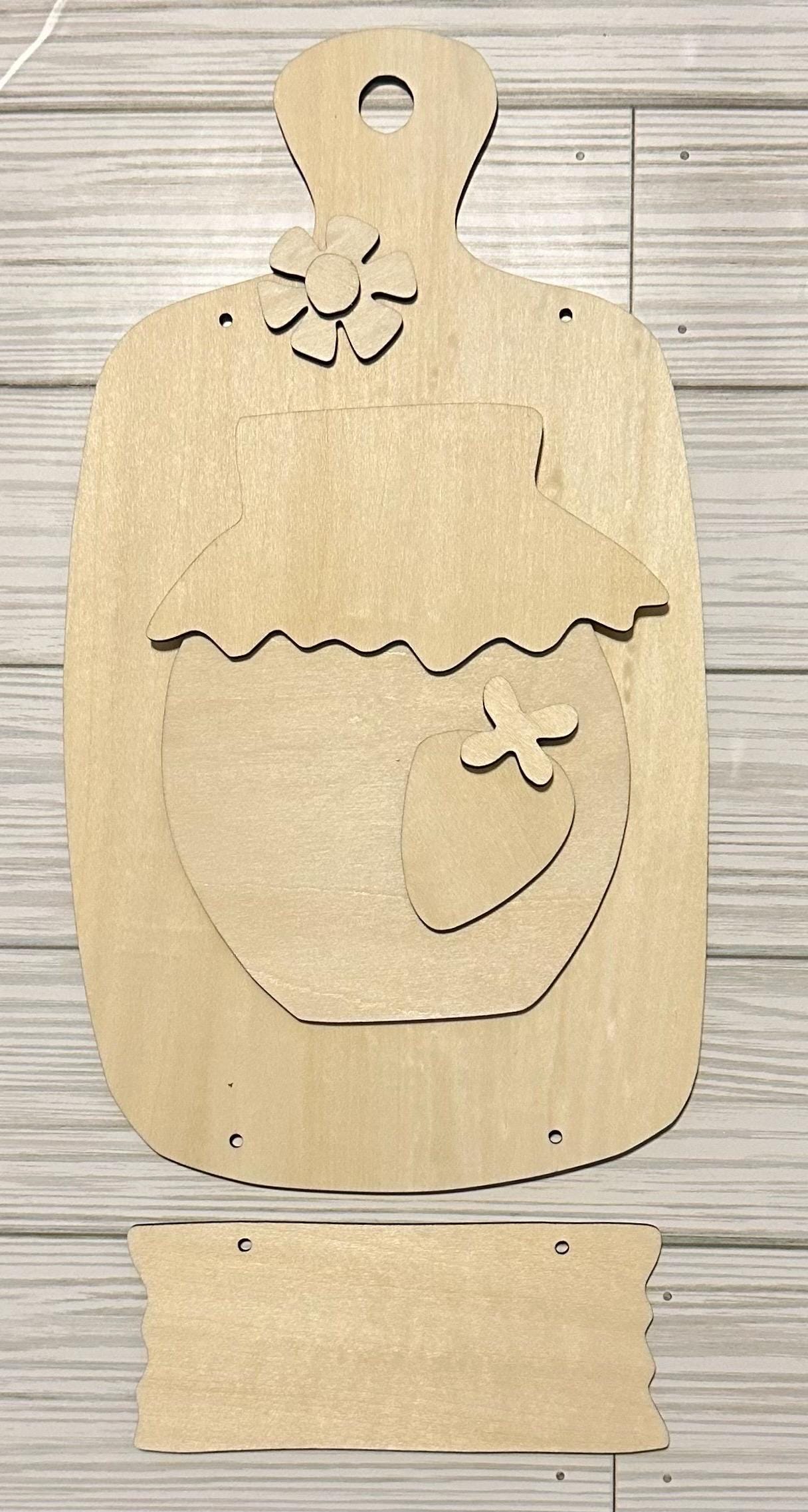 Strawberry Jam Cutting Board With Hanging Sign Wood Cut Out for DIY ...