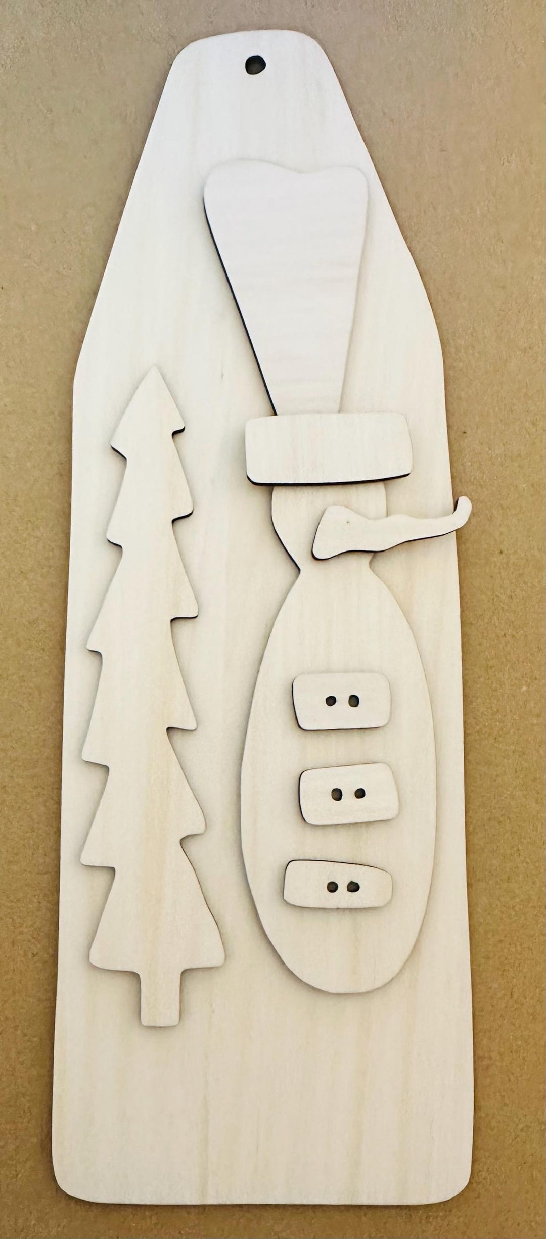 Snowman and Tree on Wood Tag Cut Out for DIY Painting - Etsy