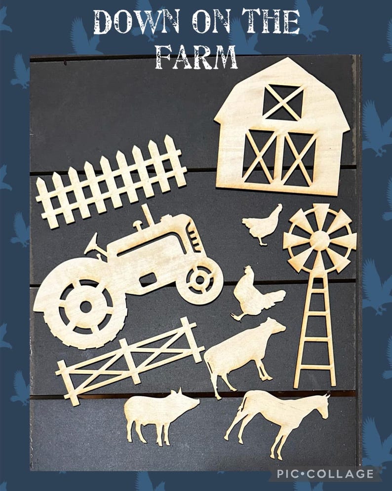 Set of Farm Themed Wood Cutouts for Crafting - Etsy