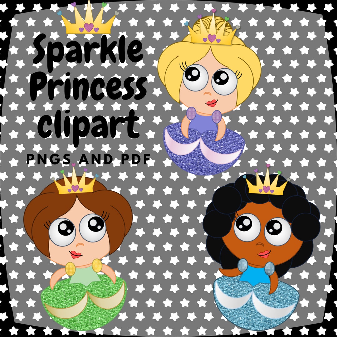 Sparkle Princess Clipart - Etsy