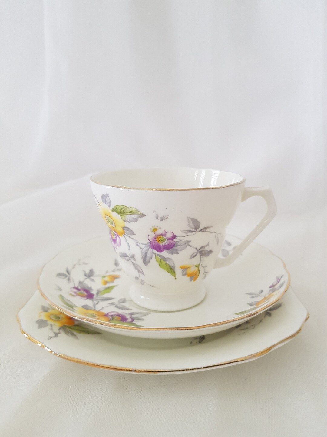 Vintage Radfords Bone China Tea Cup Trio: English Floral Design - Etsy