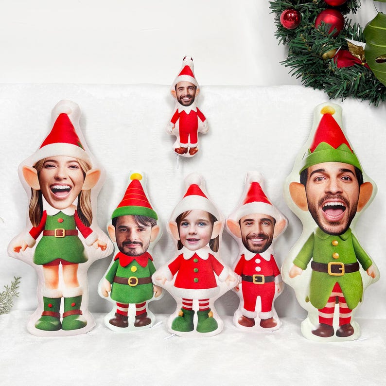 Custom Your Face Image Elf Doll Pillow – Personalized Christmas Gift ...