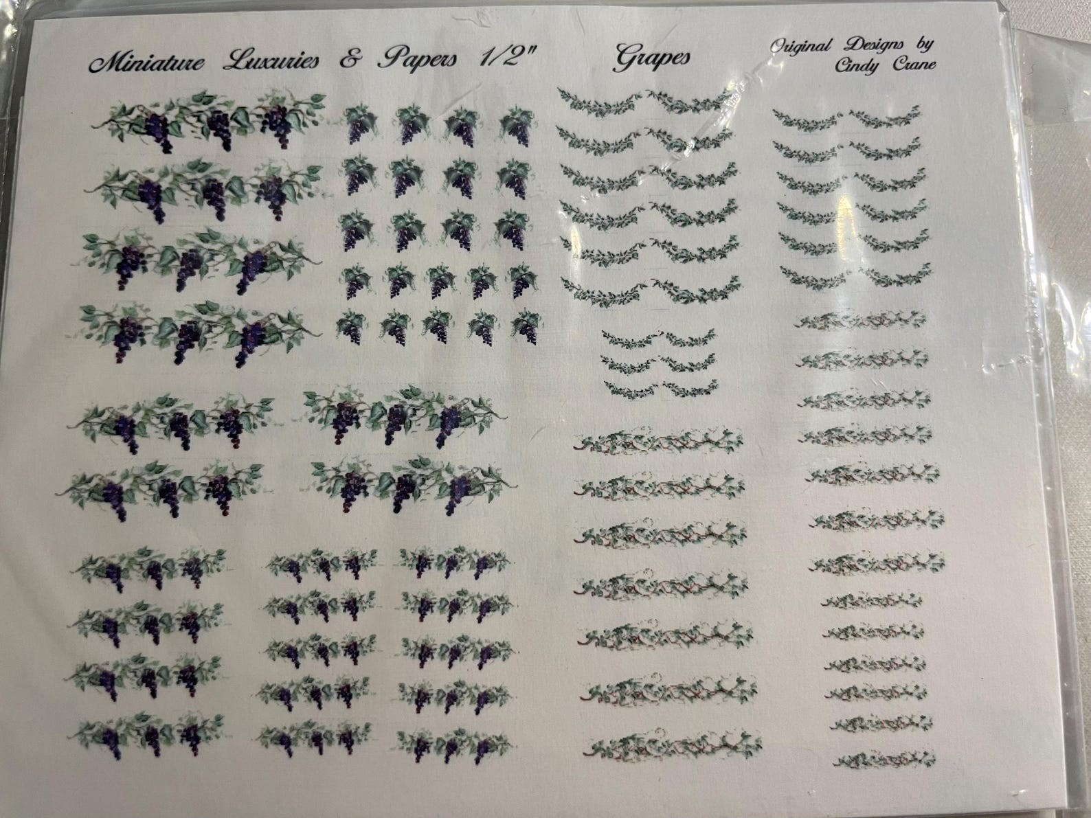 1/2” or 1:24th Scale. Decals, GRAPES, Water Slide Decals With ...