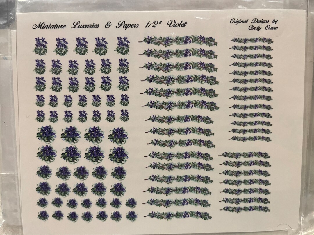 1/2” or 1:24th Scale. Decals, Violet, Water Slide Decals With ...