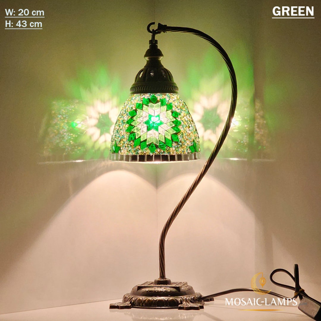 Swan Neck Reading Table Lamp, Turkish Mosaic Retro Desk Lights ...