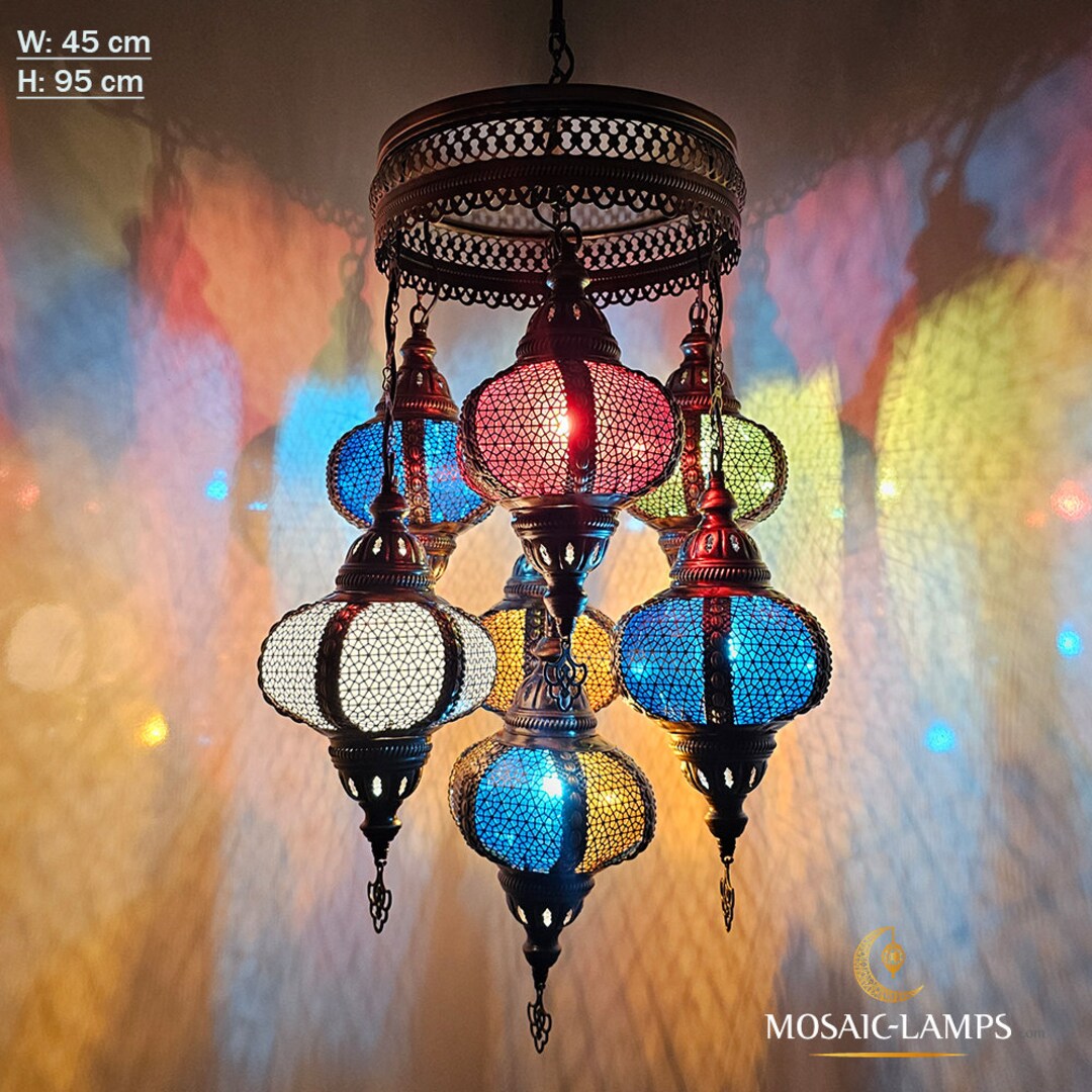 7 Lattice Byzantine Lights, Byzantine Mixed Sphere Chandeliers, Syrian ...