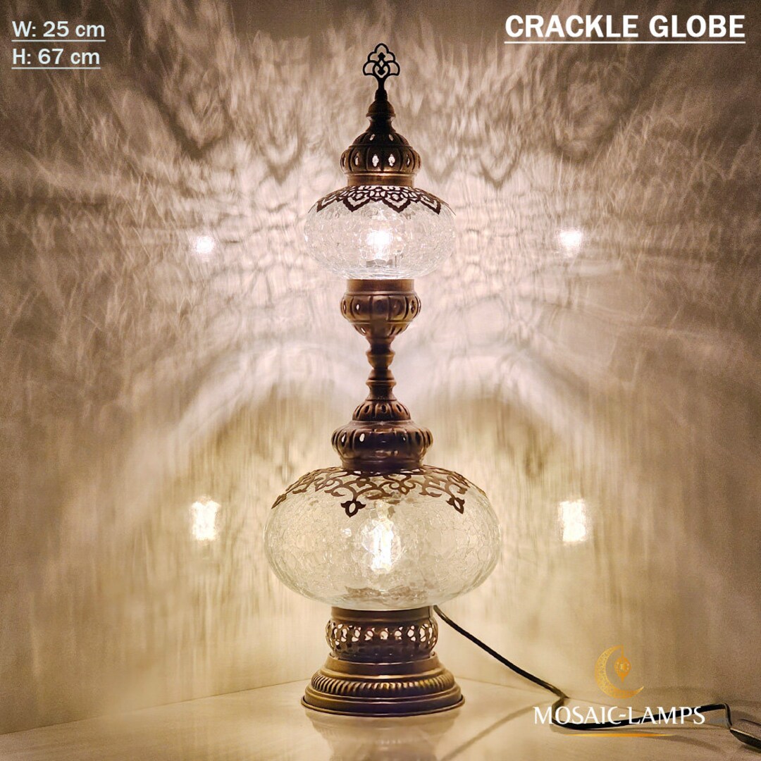 Double Globe Ottoman Nightstand Lights, Moroccan Bi-tier Table Lamp ...
