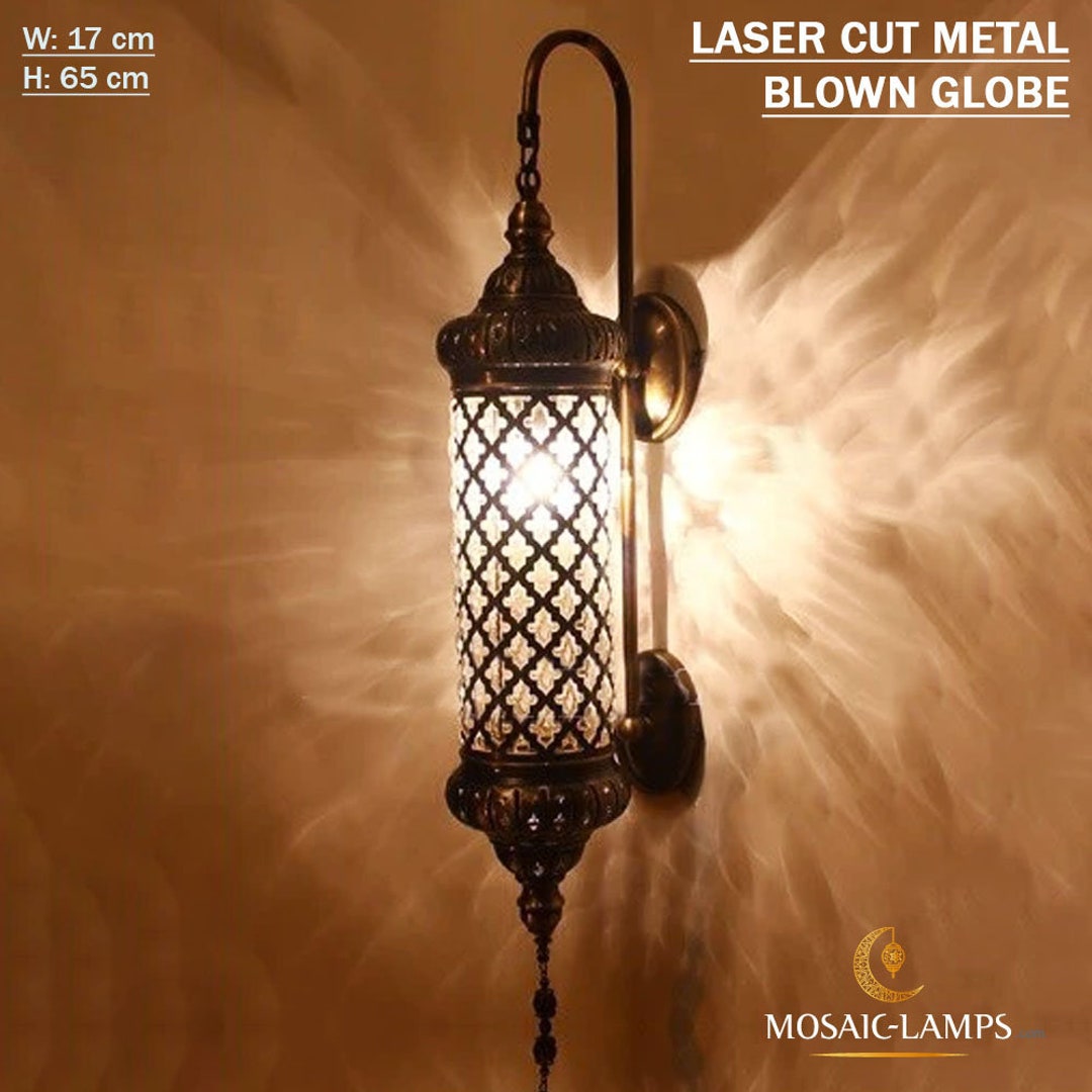 Ottoman Laser Cut Wall Sconce, Turkish Glass Bathroom Light - Etsy
