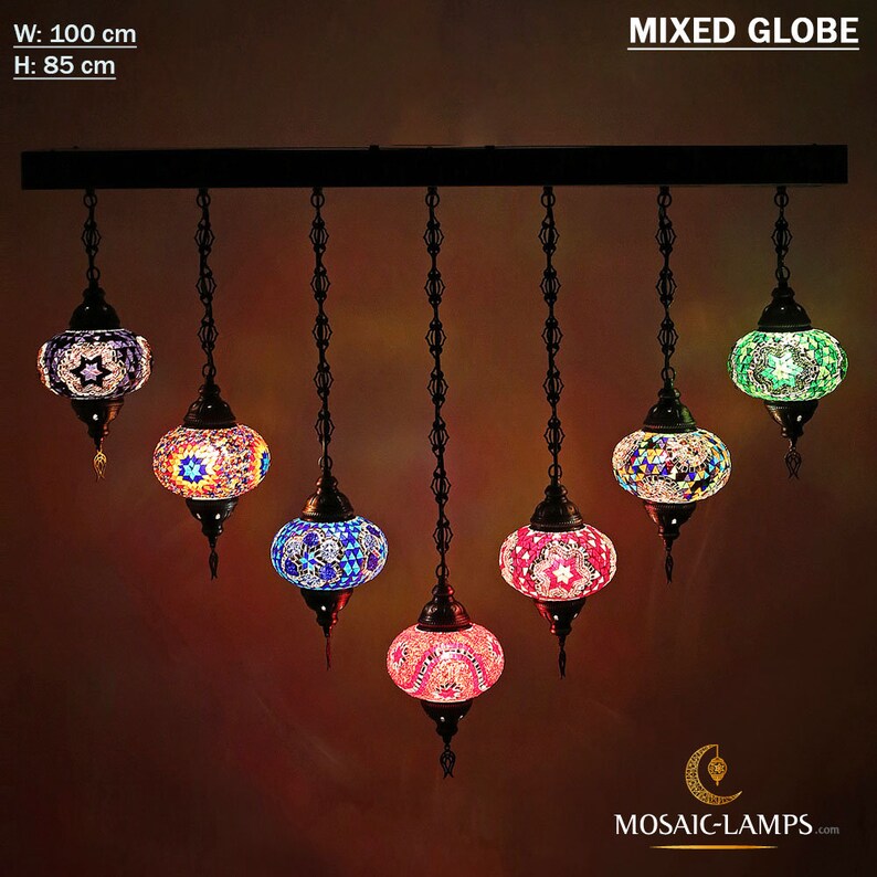 7 Globe Bar Turkish Kitchen Island Chandelier Colourful - Etsy