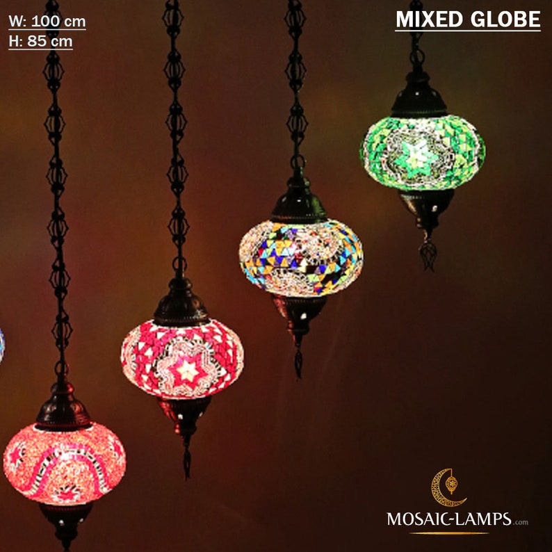 7 Globe Bar Turkish Kitchen Island Chandelier Colourful - Etsy