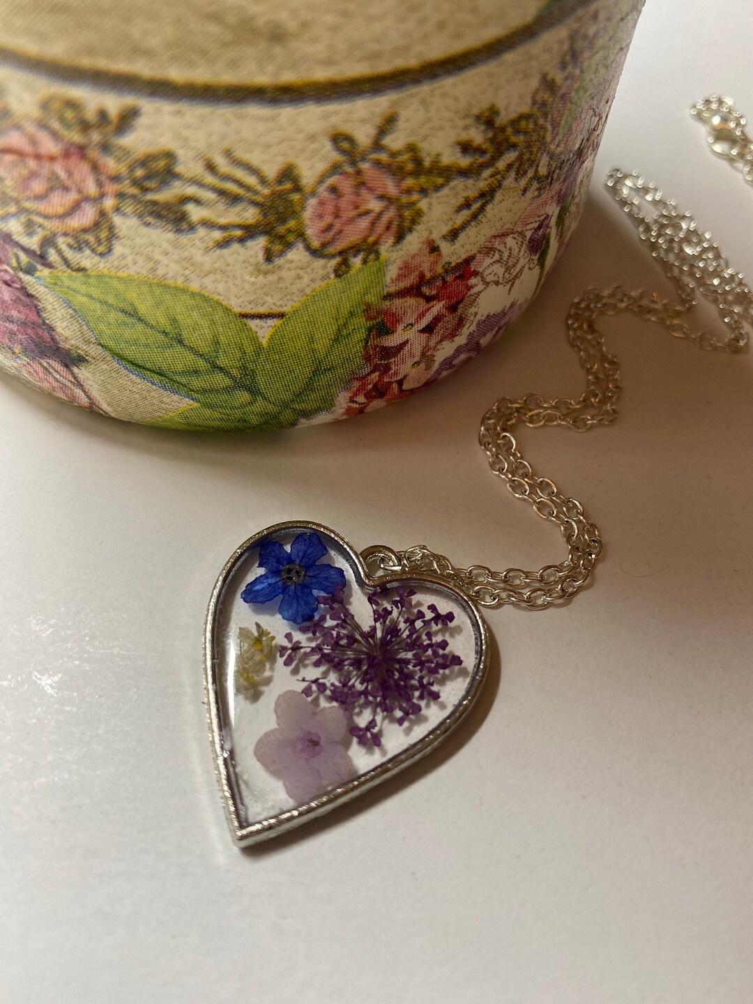Queen Anne's Lace - Handmade Epoxy Resin Necklace With Real Dried ...