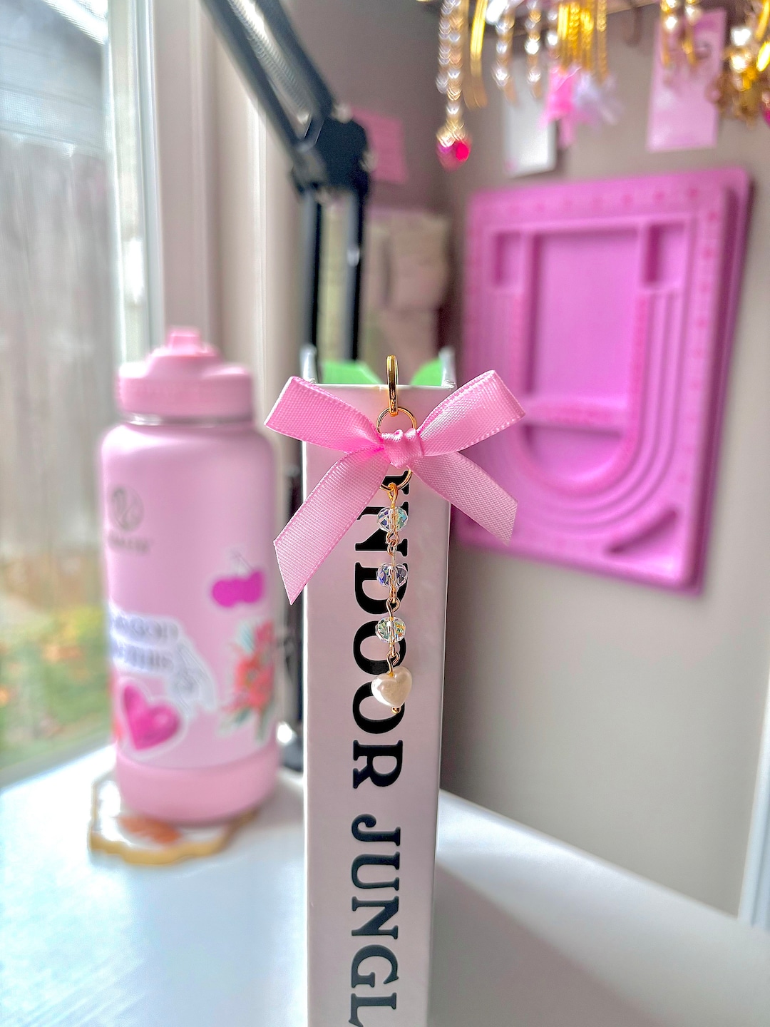 Coquette Bow Bookmark Pink White Bookmark Book Lover Gift Idea Kawaii ...