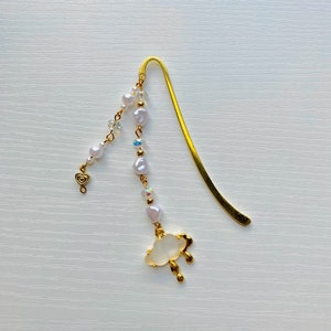 Beaded Bookmark, Hook Bookmark, Book Lover Gift Idea, Gold Bookmark ...