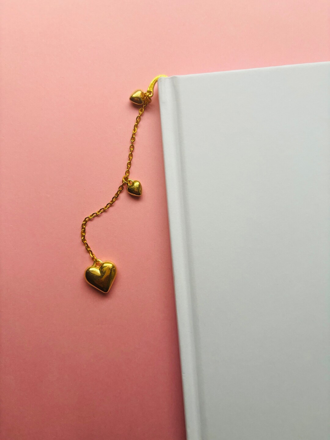 Heart Beaded Bookmark, Hook Bookmark, Book Lover Gift Idea, Gold ...