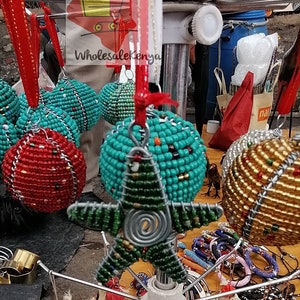 African Christmas Tree Decorations, Beaded Christmas Tree Hanging Balls ...