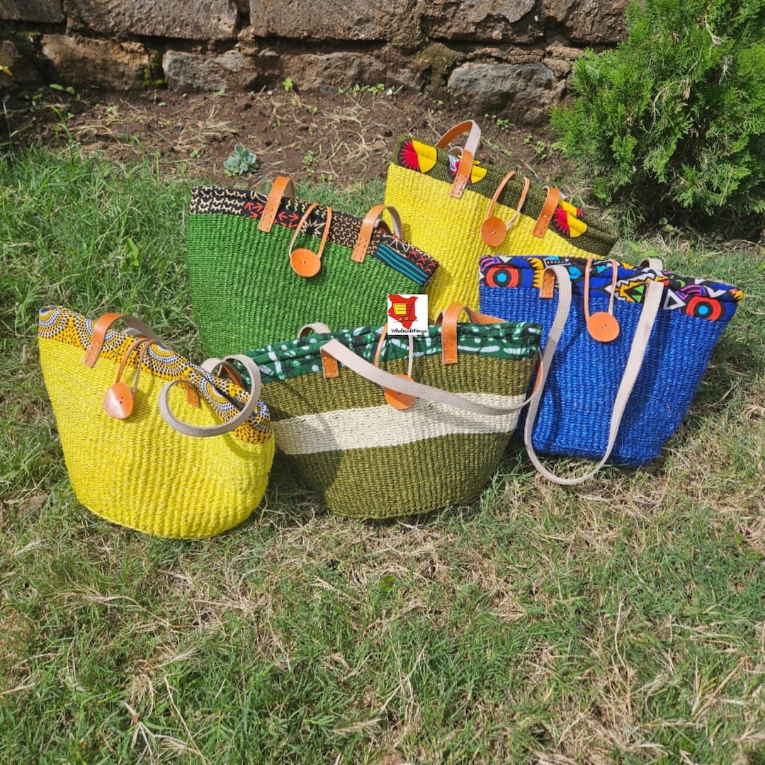 Sisal Handmade Female Handbags,5 African Women Sisal Hand Bags,leather ...