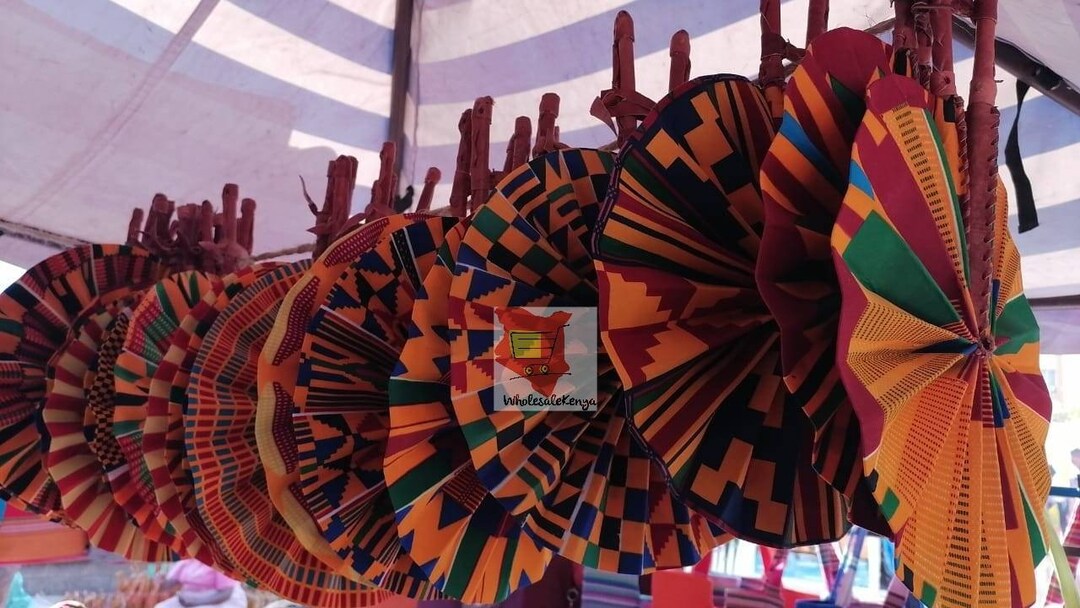 ON SALE Wholesale Ankara Folding Fan Handmade Kitenge Fabric Wedding ...