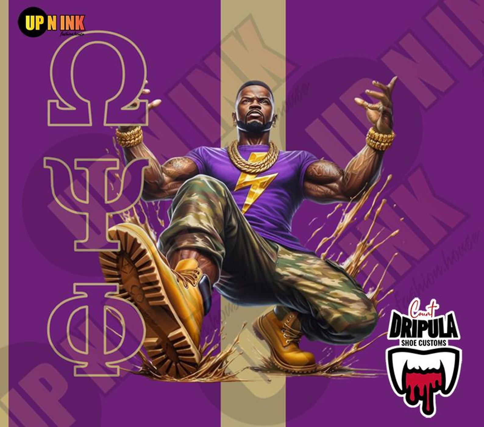 Omega Psi Phi Tumbler Wrap Que 1911 Bruhz See It Through 20oz Skinny ...