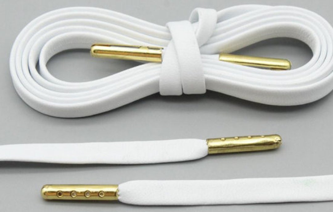 Leather Laces Luxurious White With Gold Tips - Count Dripula Custom ...