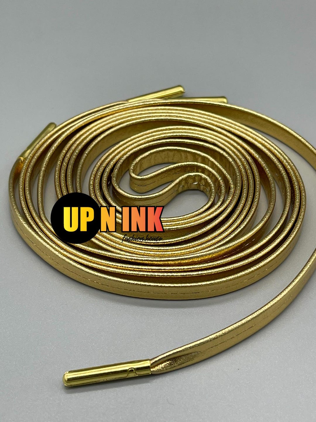 Leather Laces Luxurious Gold With Gold Tips - Count Dripula Custom Shoe ...