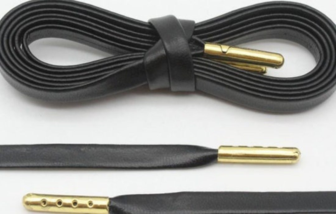Leather Laces Luxurious Black With Gold Tips - Count Dripula Custom ...