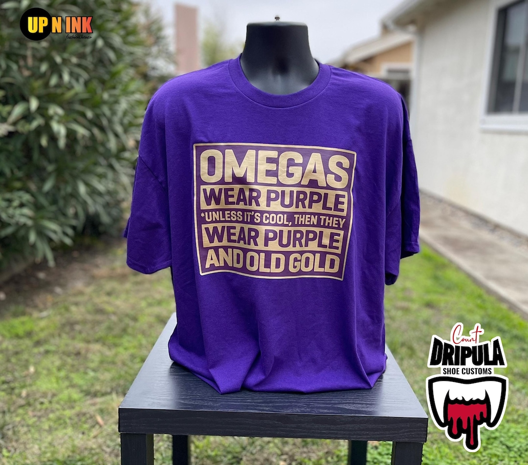 Omega Psi Phi T Shirt Fraternity Que Old Gold Purple Fashion Mens