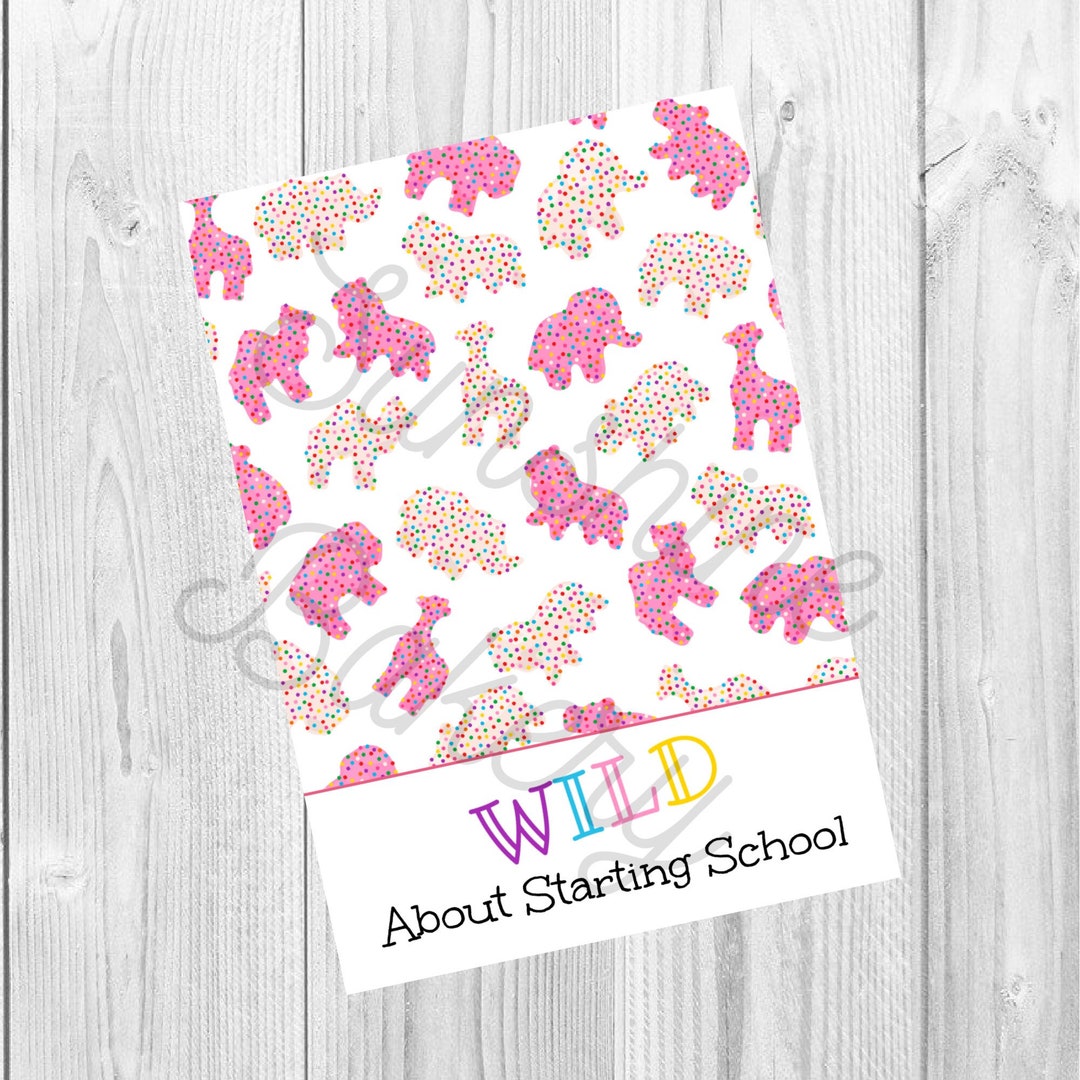 Wild About Starting School Printable Cookie Card or Bag Topper 3.5" X 5 ...